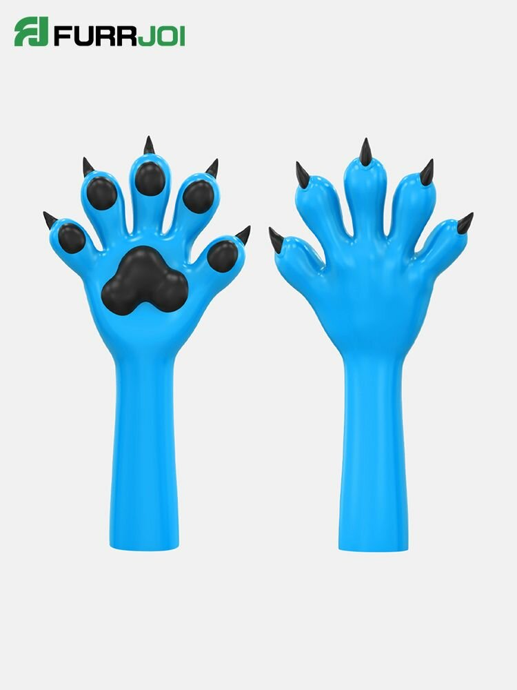 Furrjoi Новые силиконовые перчатки-лапы Silicone Furry Dog Paws, 11 расцветок, черные подушечки, глянцевые звериные лапы для фурсьют косплея