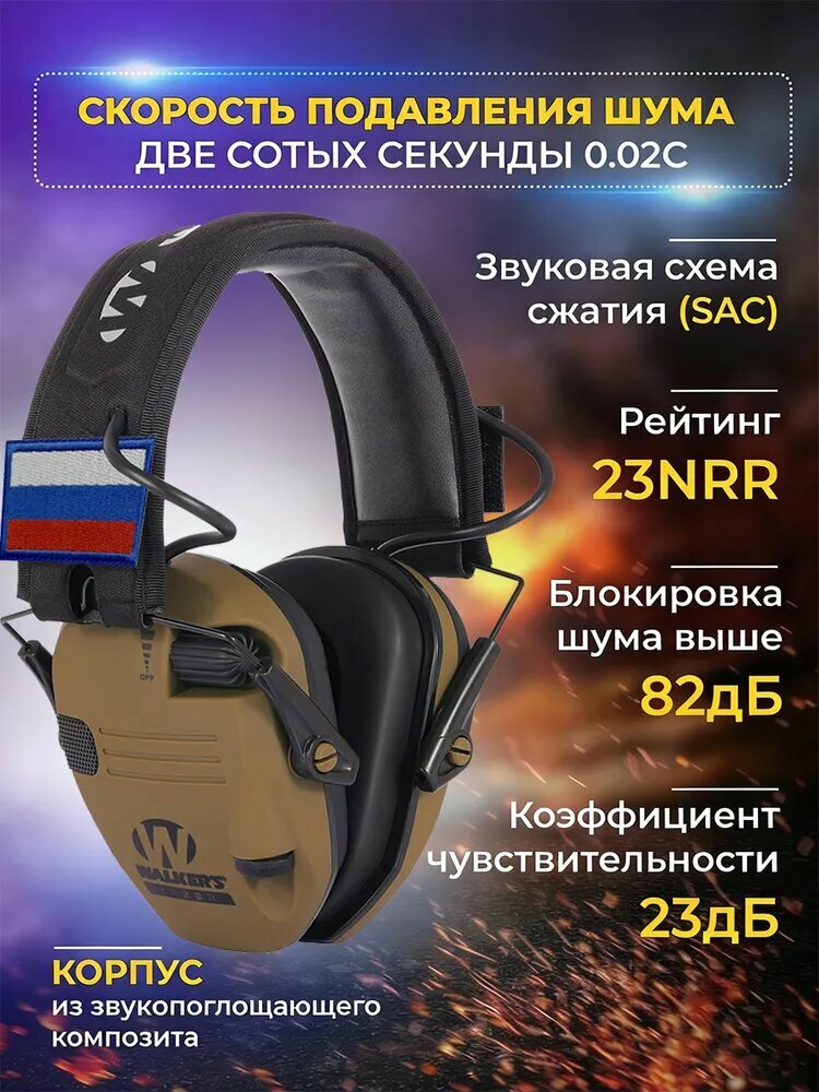 Электронная защита ушей PROHEAR для стрельбы с 4-кратным усилением звука, защитные наушники для стрельбы в тире, наушники с шумоподавлением NRR 23 дБ для охоты