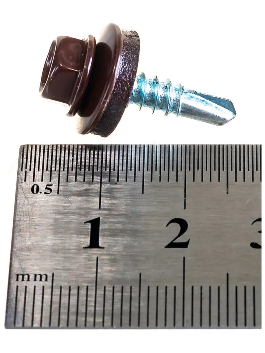 Кровельный саморез 4.8х19, цинк, сверло, 400 шт, RAL 8017.