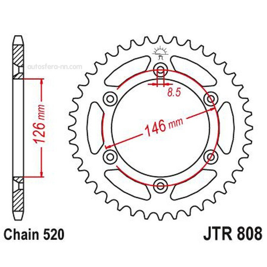 JT SPROCKETS JTR80844 JTR80844 Звезда ведомая JTR808.44
