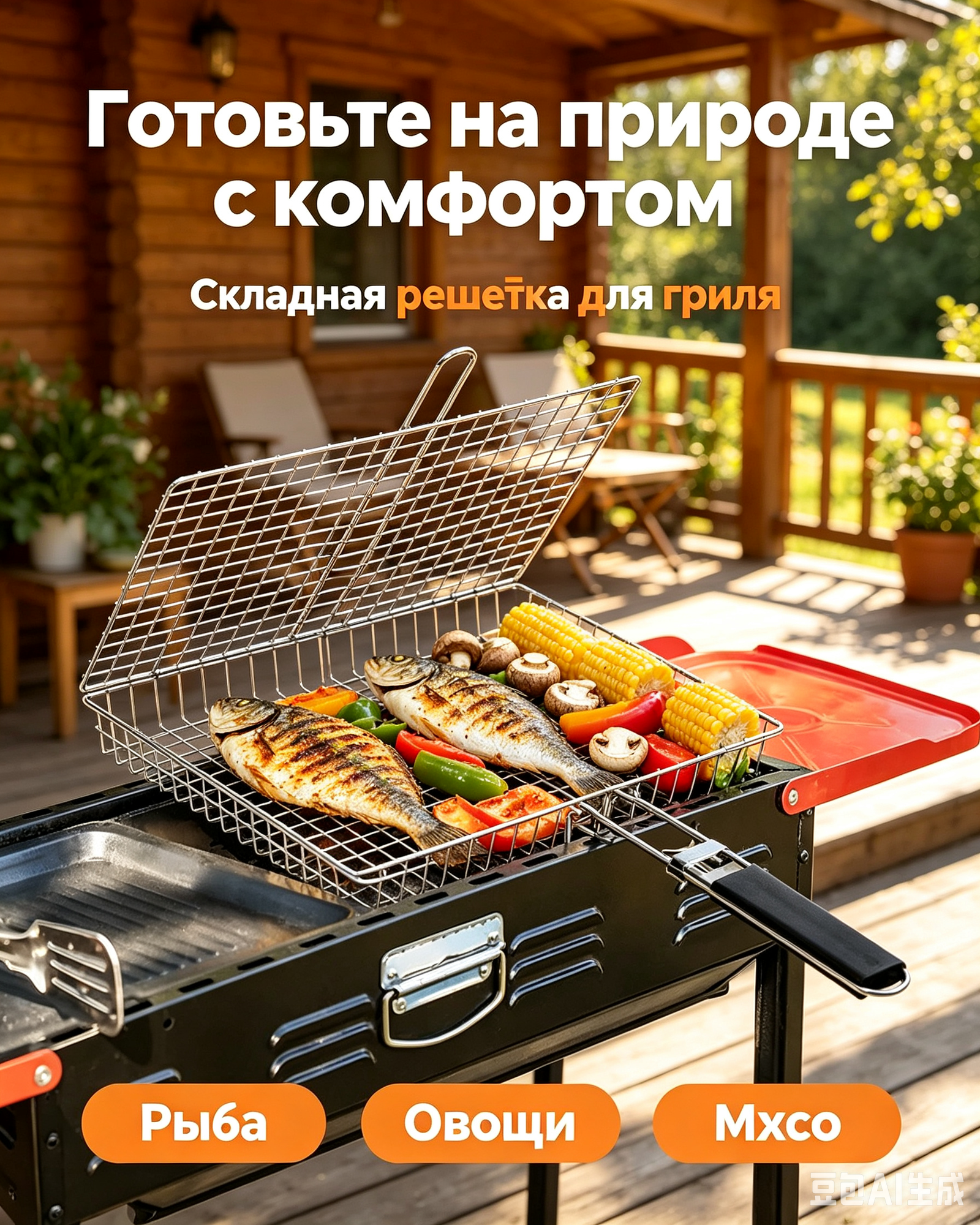 Складная решётка для барбекю из нержавеющей стали, универсальная сетка для жарки рыбы, мяса, овощей, пикник дача