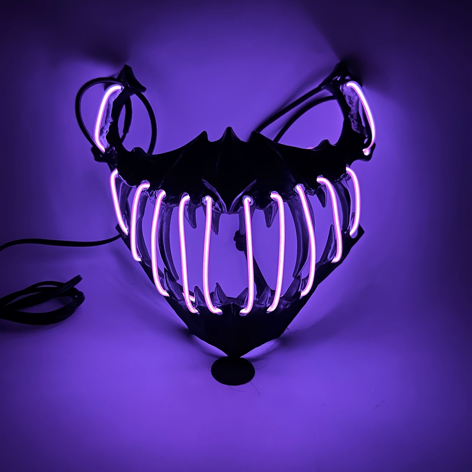 LED светящаяся маска-череп (фиолетовый) для вечеринок на Хэллоуин, EDM-фестивалей и ночных мероприятий