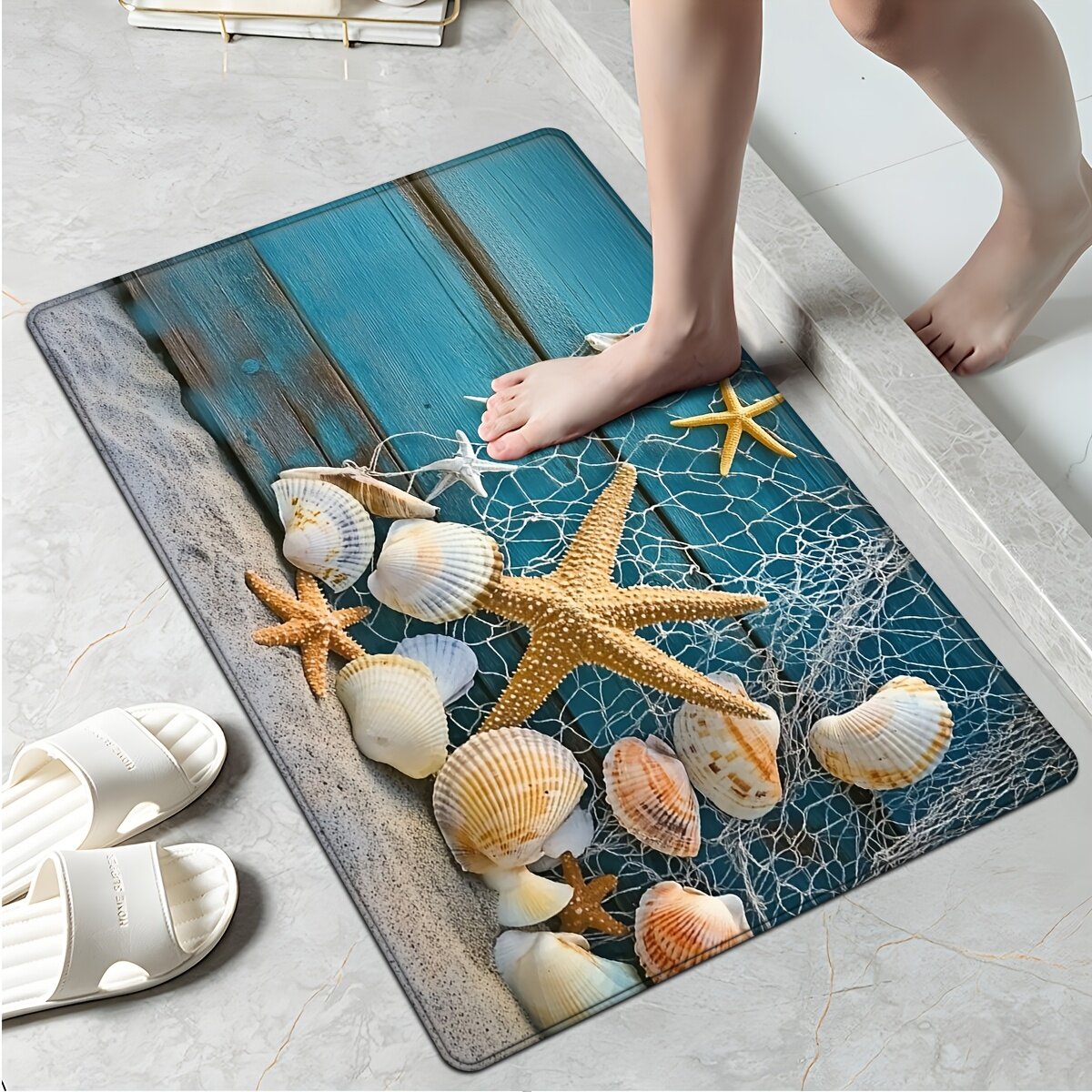 Винтажный кухонный коврик с морской звездой, нескользящий, 1 шт, 80x50 см, для кухни, гостиной, ванной, спальни, прихожей, улицы