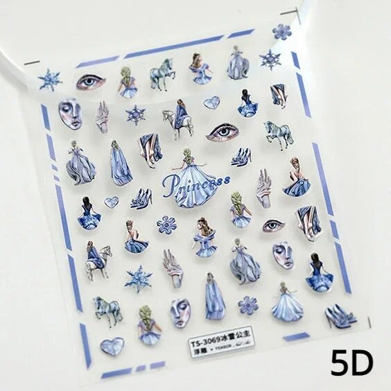 Геометрическая винтажная рамка 3D наклейка для ногтей PONYTREE MP3936TS3069