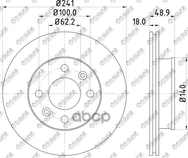 Диск тормозной /передний /TI-GUAR для KIA PICANTO, MORNING 2006-, HYUNDAI i10 2007-; 241/18мм; TG-51712-07500 RN11001 5171207.
