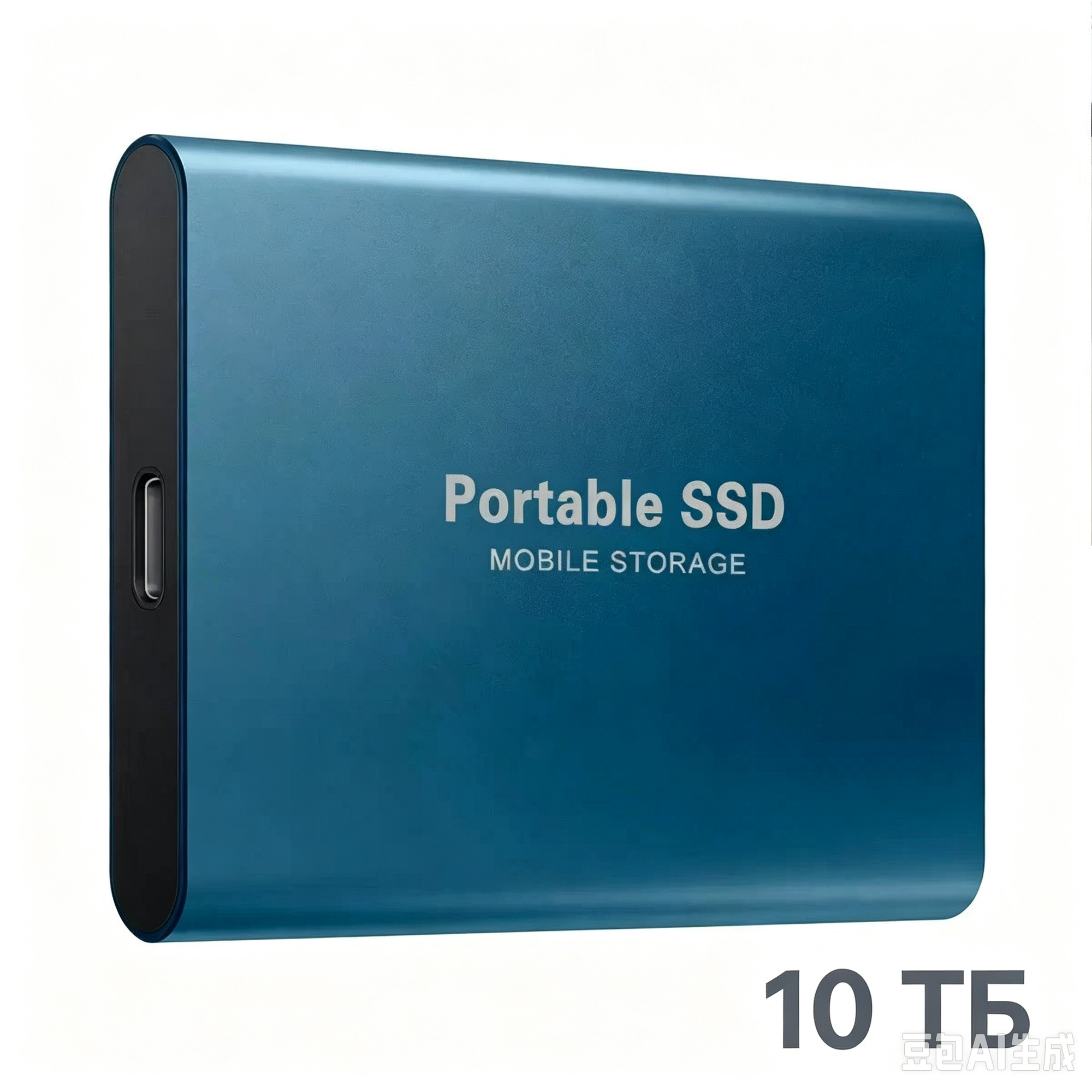 Внешний портативный SSD диск 10ТБ USB 3.1 Type-C, скорость чтения/записи до 1050 МБ/с, мобильный накопитель синий 10ТБ