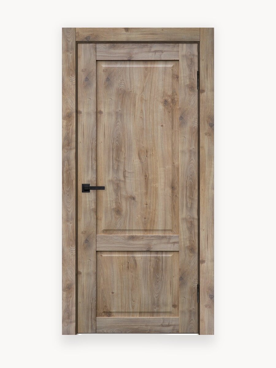 Дверь межкомнатная комплект с коробкой и наличниками Классик-2 без стекла, дуб болтон, 600х2000мм