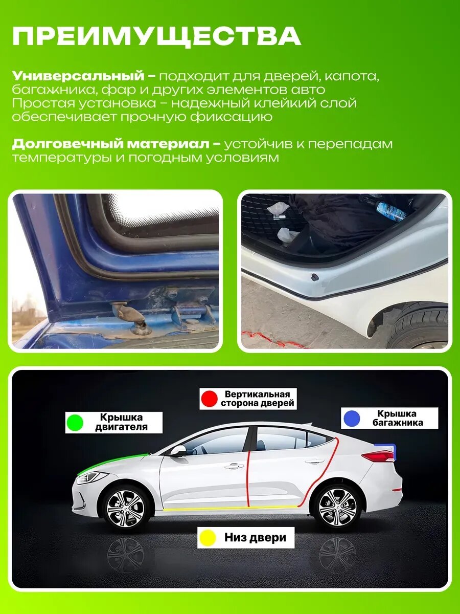 Уплотнитель самоклеящийся универсальный для авто 16м — фото 1