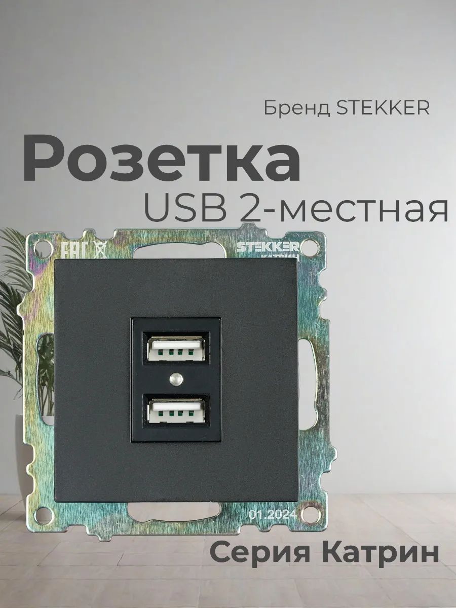 Розетка USB 2-местная. Катрин. 39616