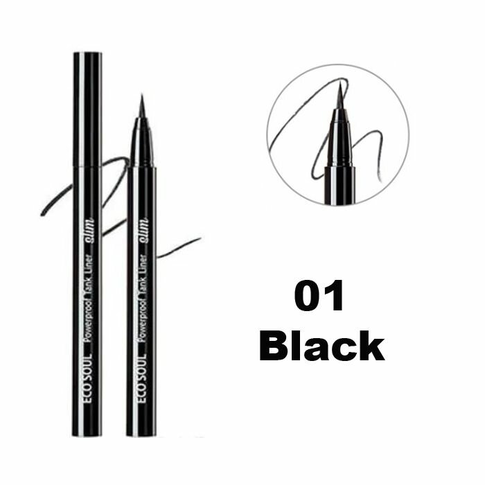 The Saem Водостойкая подводка лайнер для век 0,6 мл Eco Soul Powerproof Tank Liner Slim, оттенок 01 Black