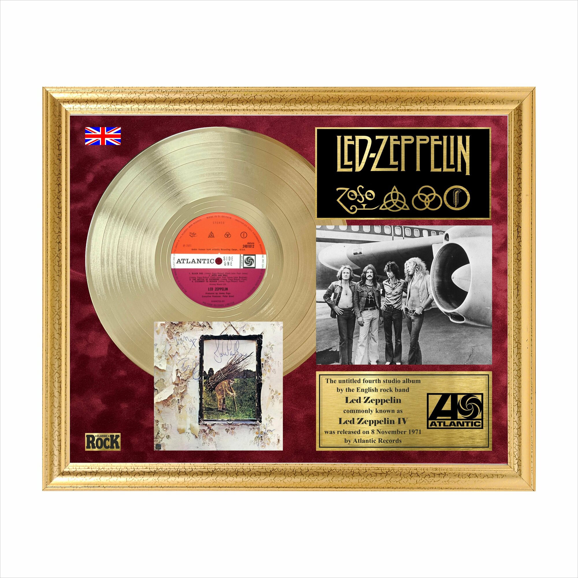 Led Zeppelin IV золотой винил в рамке 45х55см