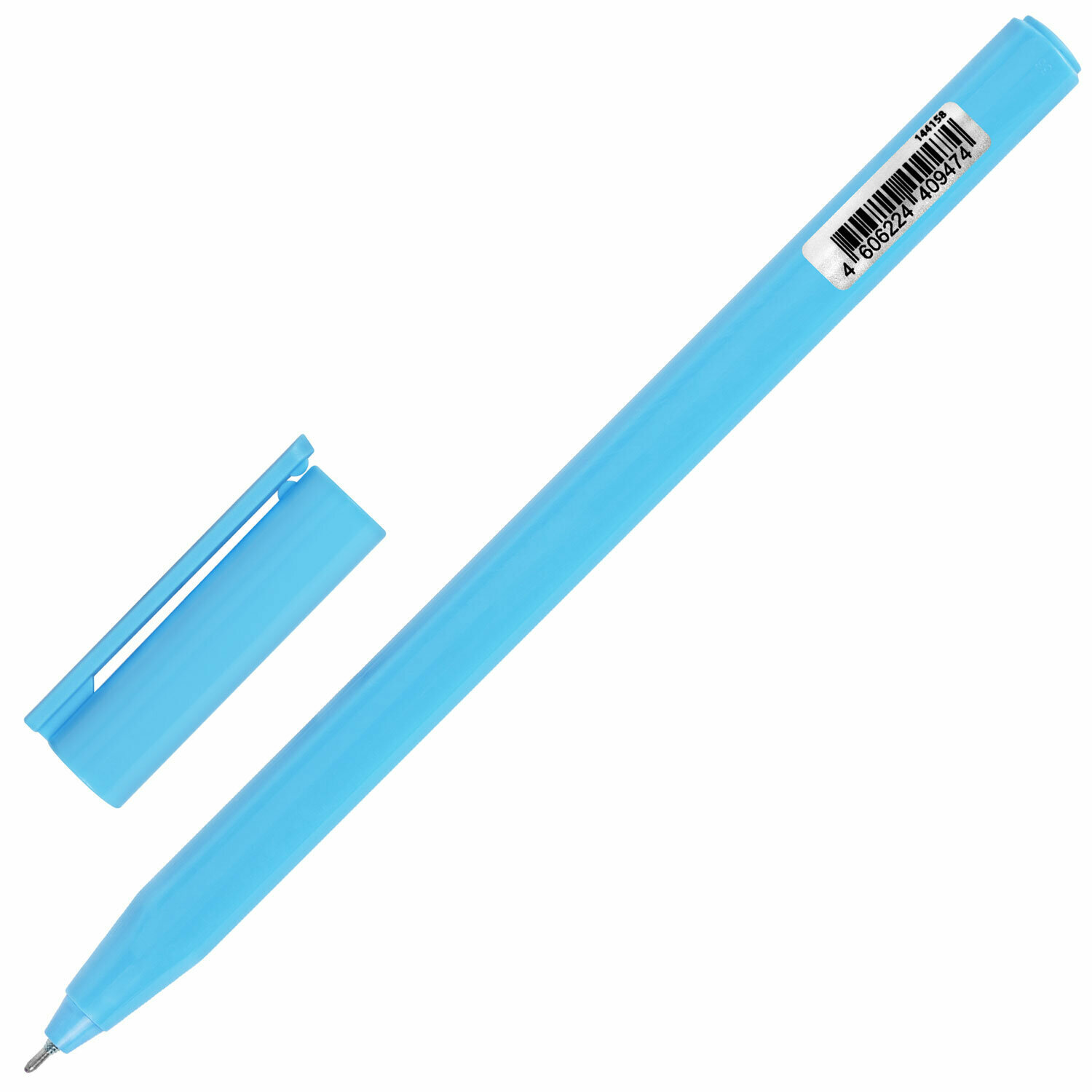 Упаковка 72 шт. Ручка шариковая BRAUBERG TRIOS BLUE, синяя, трехгранная, корпус голубой, игольчатый узел 0,7 мм, линия 0,5 мм, 144158