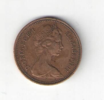 Монета Великобритании 1 Новый пенни 1970-1979 (случайнный год)