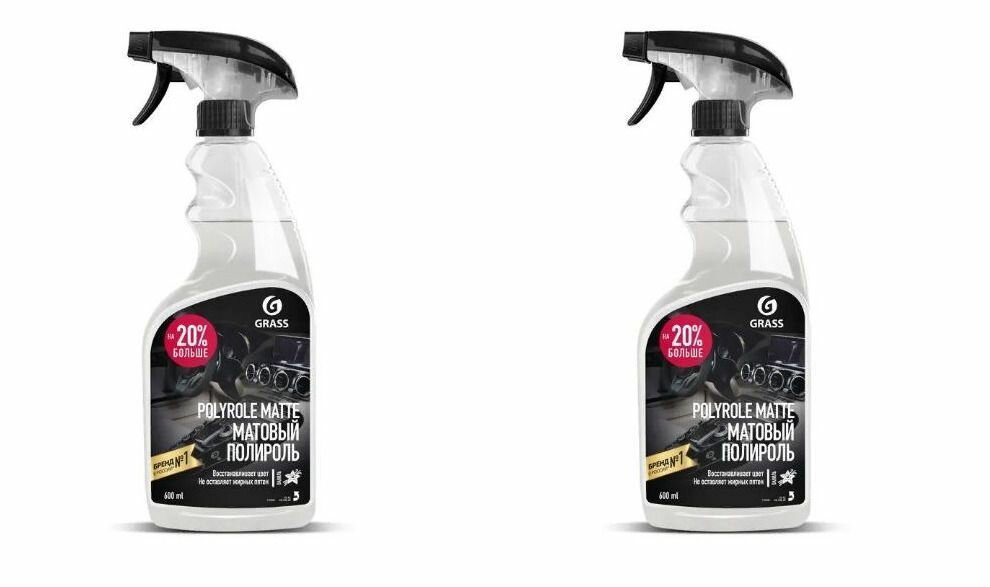 Grass Полироль-очиститель пластика "Polyrole Matte", матовый, ваниль, триггер, 600 мл - 2 шт