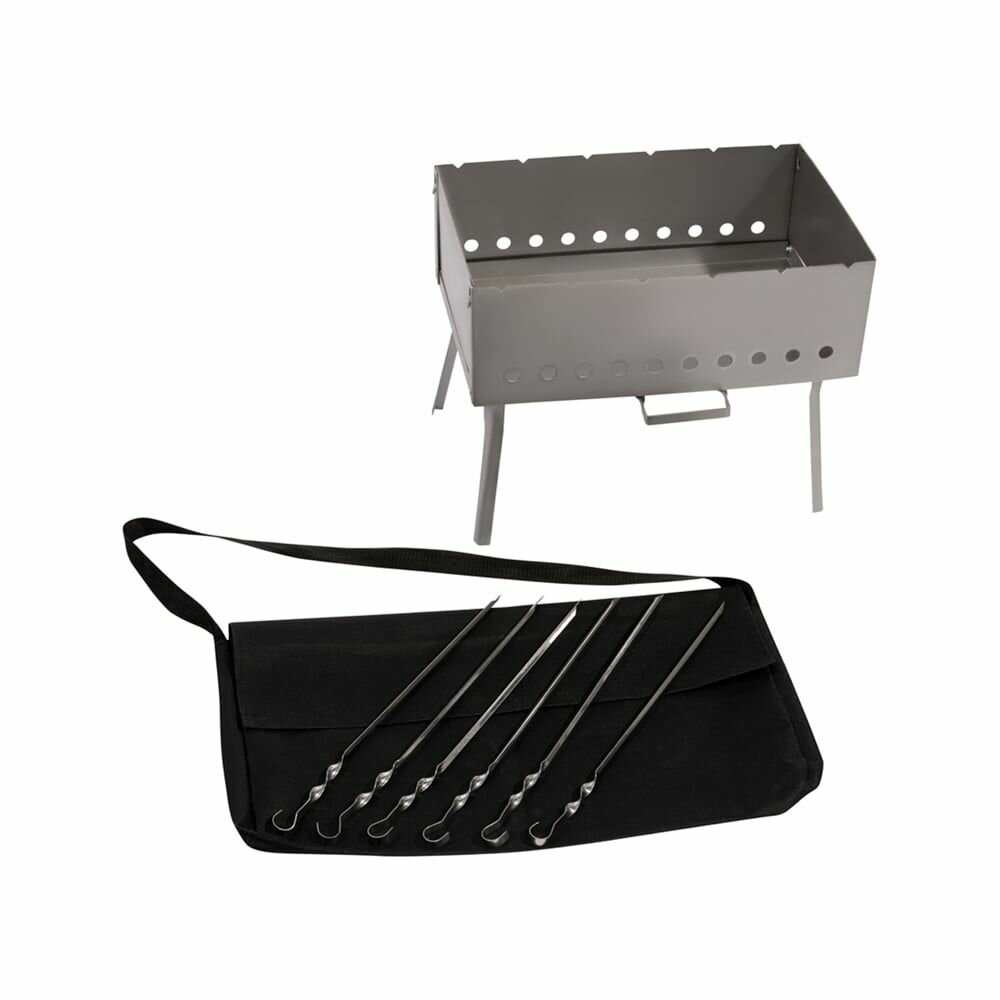 Складной мангал сокол 40х25х14.5 см, 1.5 мм, с 6 шампурами, в чехле 62-0063