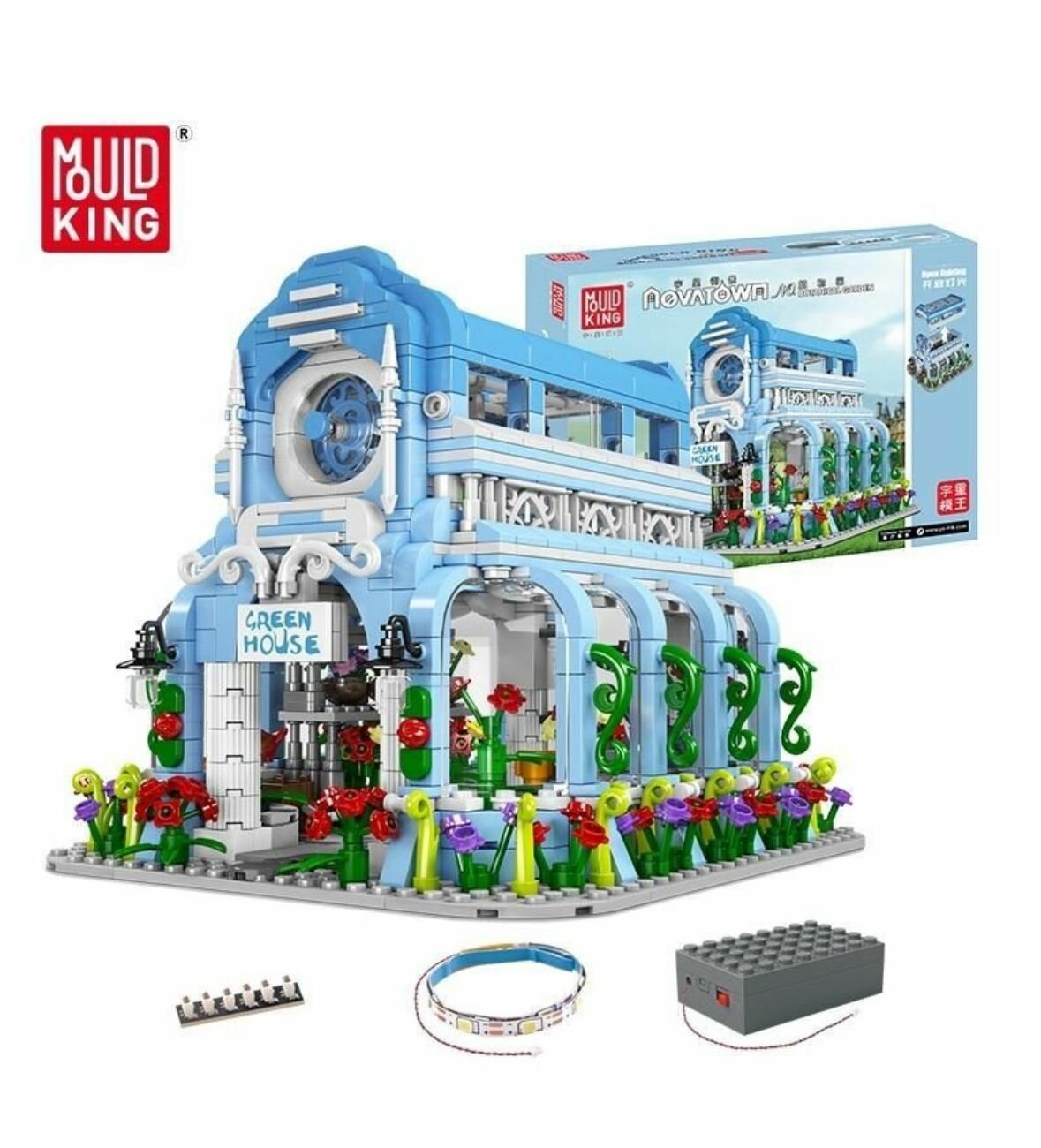Конструктор Mould King 16048 Цветочная Оранжерея с подсветкой, 1289 pcs.