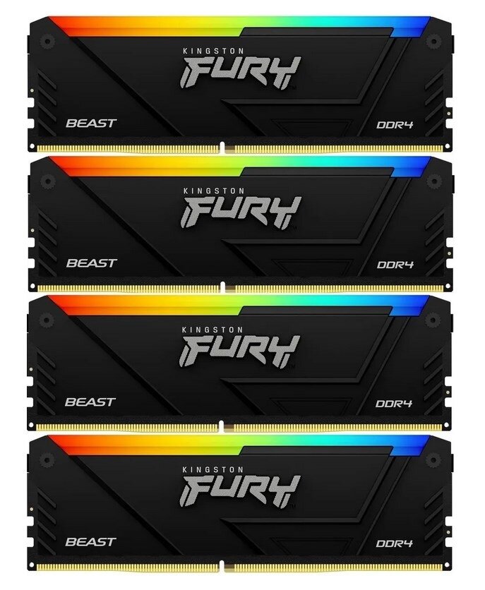 Память DDR4 4x8GB 3600MHz Kingston KF436C17BB2AK4/32 Fury Beast RGB RTL Gaming PC4-28800 CL17 DIMM 288-pin 1.35В kit single rank с радиатором Ret