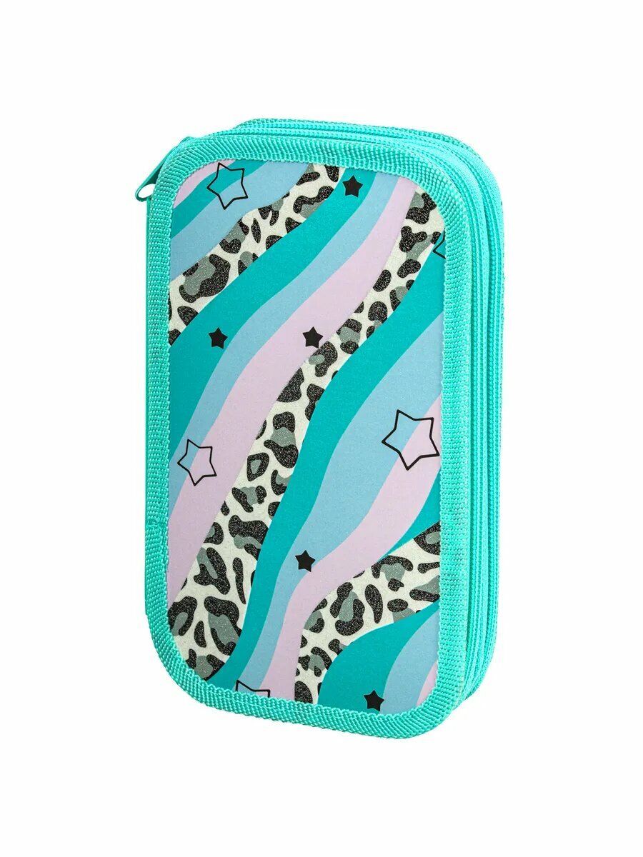 Пенал юнландия, 2 отделения, ламинированный картон, блестки