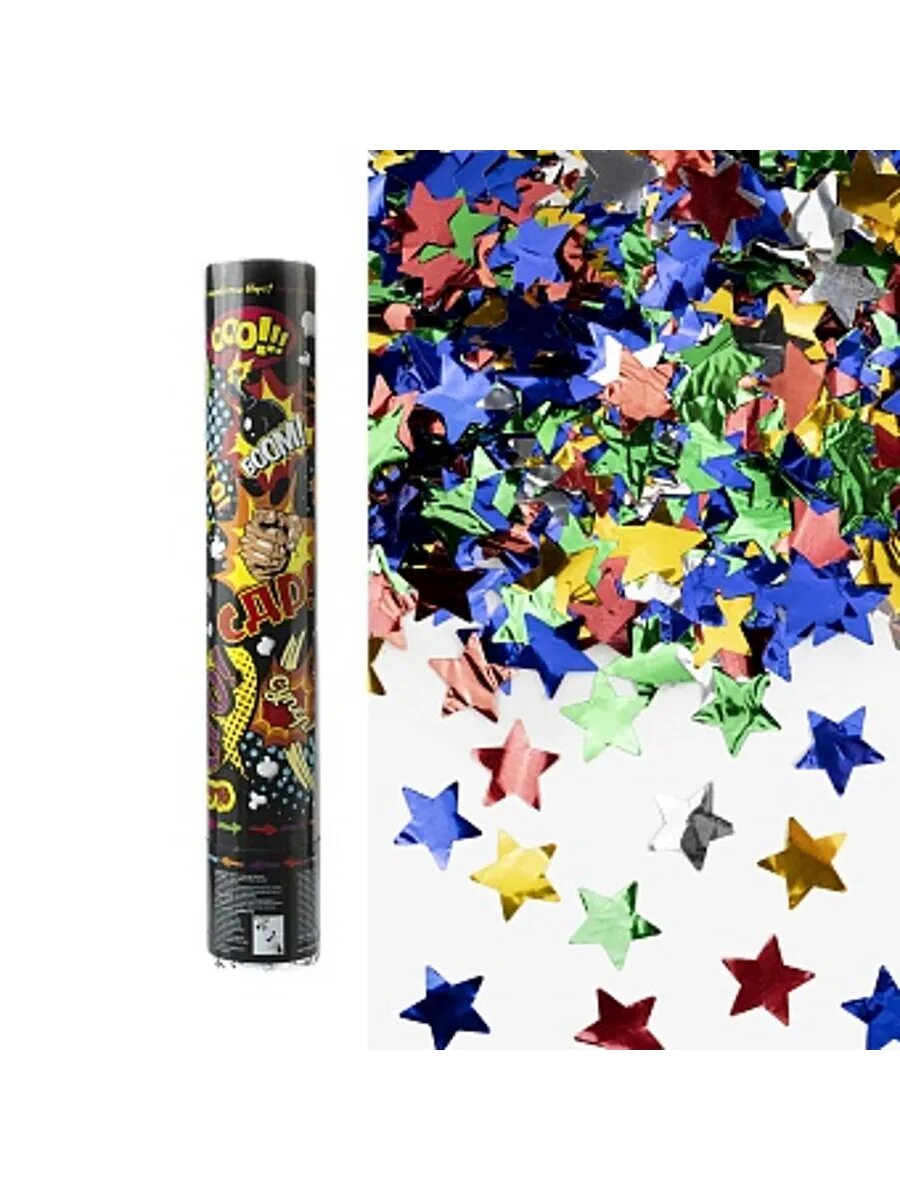 1шт. Пневмохлопушка (12/30 см), Комиксы, СДР, Звезды фольга,