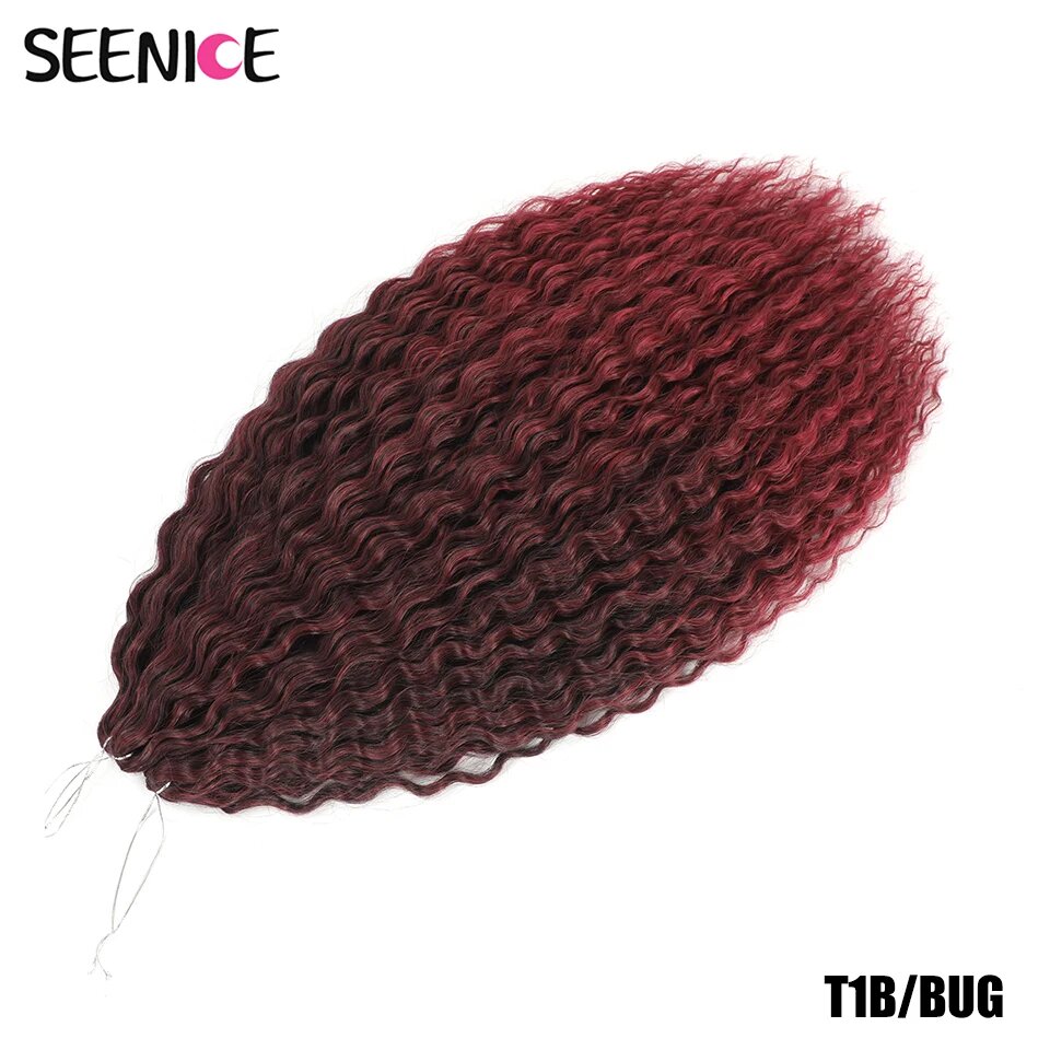 SEENICE Deep Wave Afro Curls 50 пучков 22inches-55cm, 3 шт./лот, T1B/Бордовый