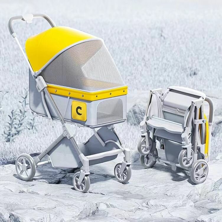 Коляска прогулочная для собак и кошек, для мелких и средних пород (до 25 кг), складной