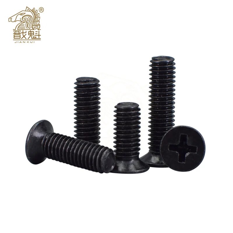 50 шт. M1 M1.2 M1.4 M1.6 M2 M2.5 M3 M4 Mini Micro Маленький черный болт из нержавеющей стали 304 с крестообразным шлицем и плоской потайной головкой M1, black carbon steel, 8mm