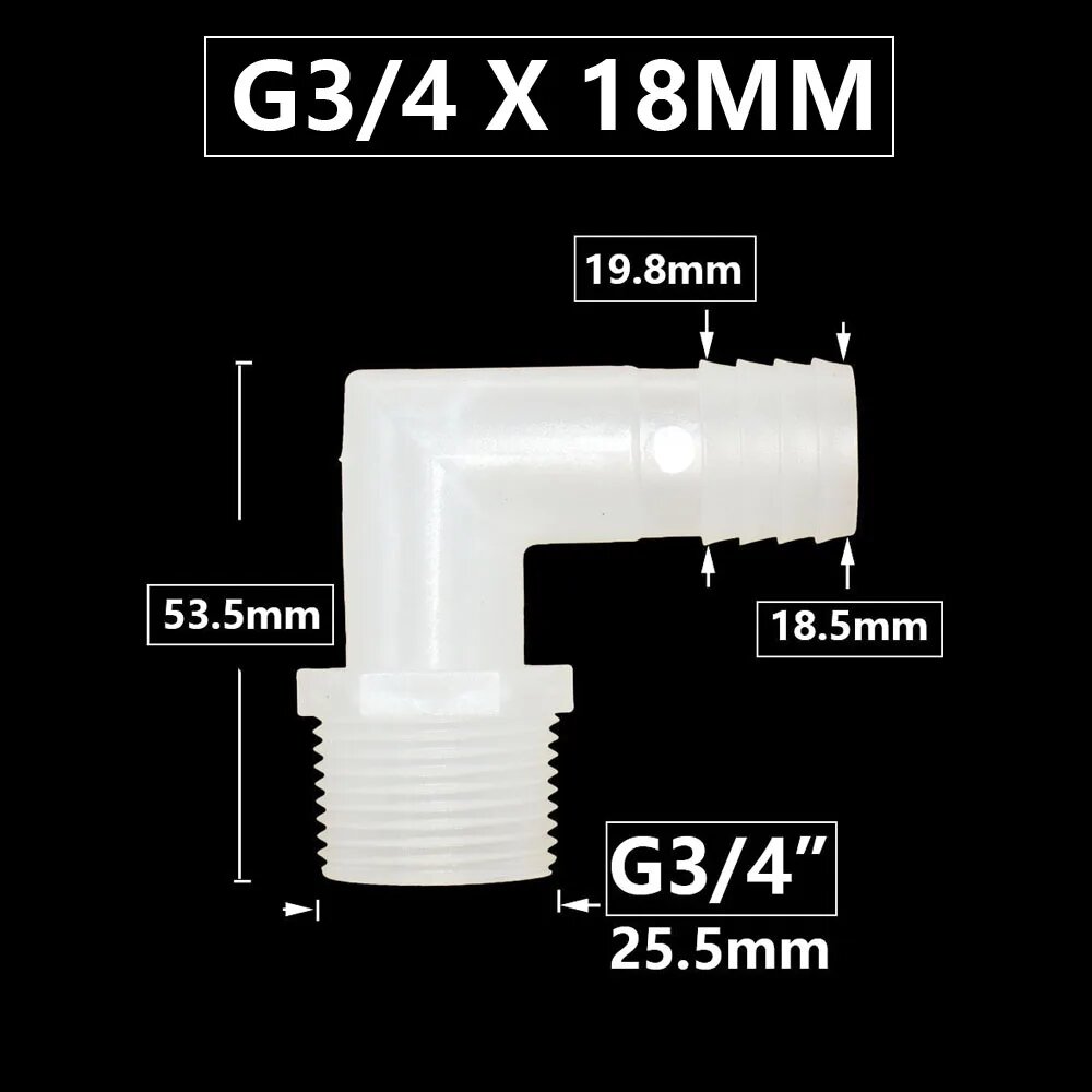 Колен 90° G3/4" x 18мм, пластик