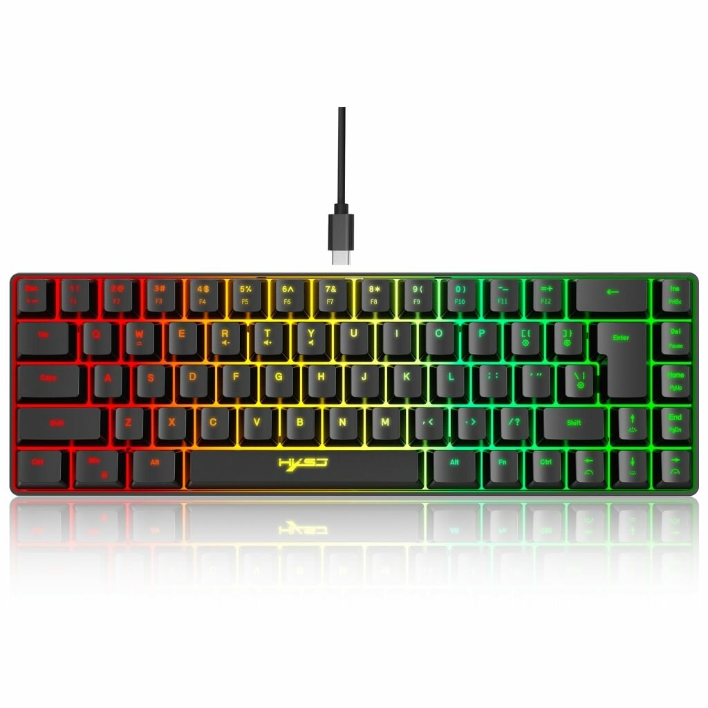 Игровая пленочная клавиатура V200 с 68 клавишами-черная