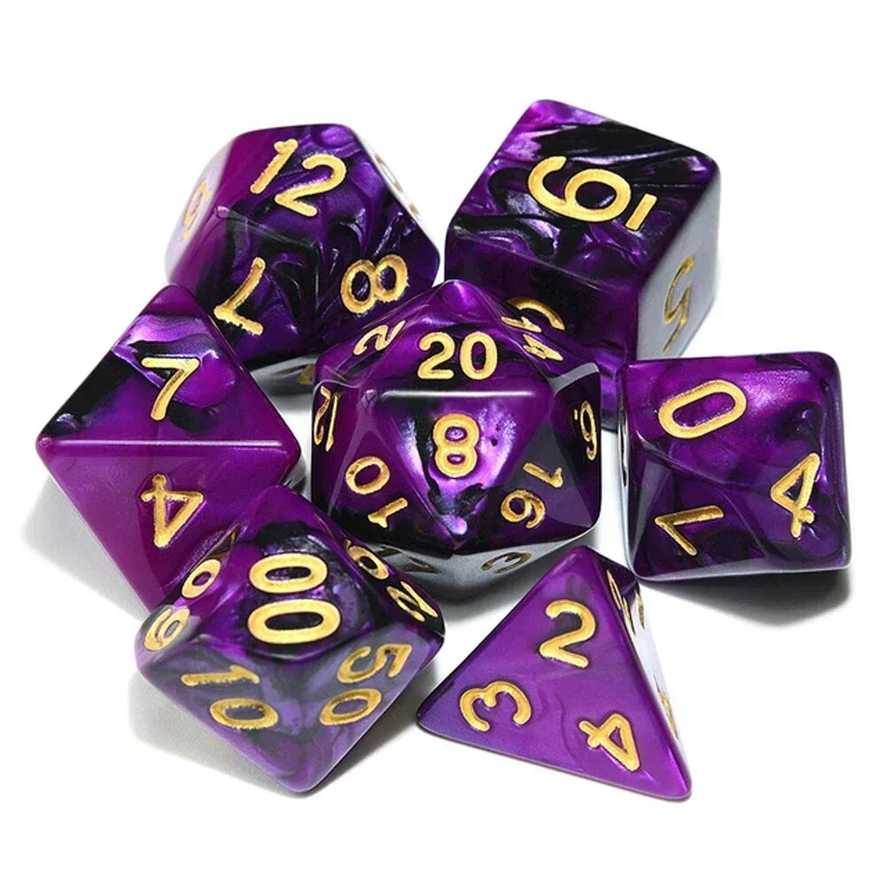 7 шт. фиолетовые акриловые игровые кости D20 D12 D10 D8 D6 D4