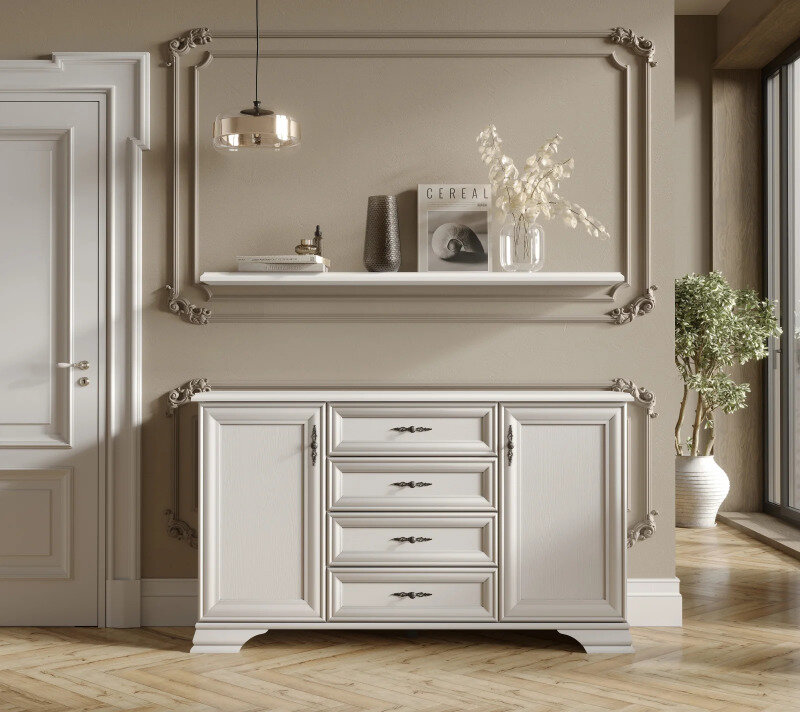 Тумба БРВ мебель KENTAKI KOM2D4S Белый