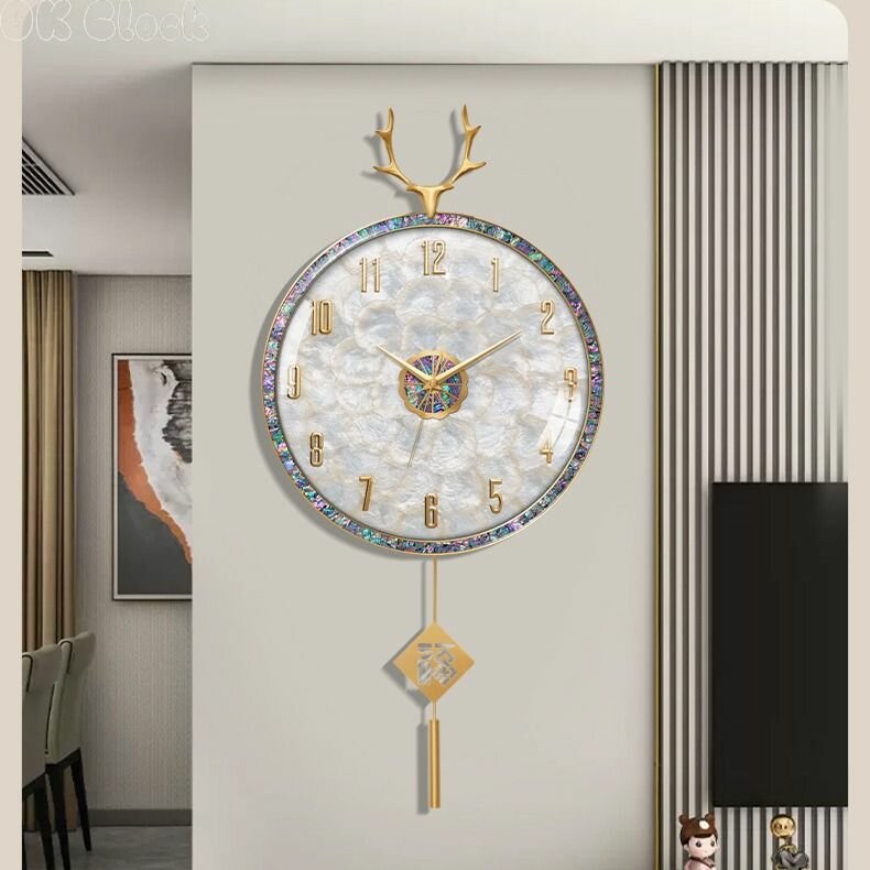 Часы настенные, Латунь + натуральная раковина морского ушка