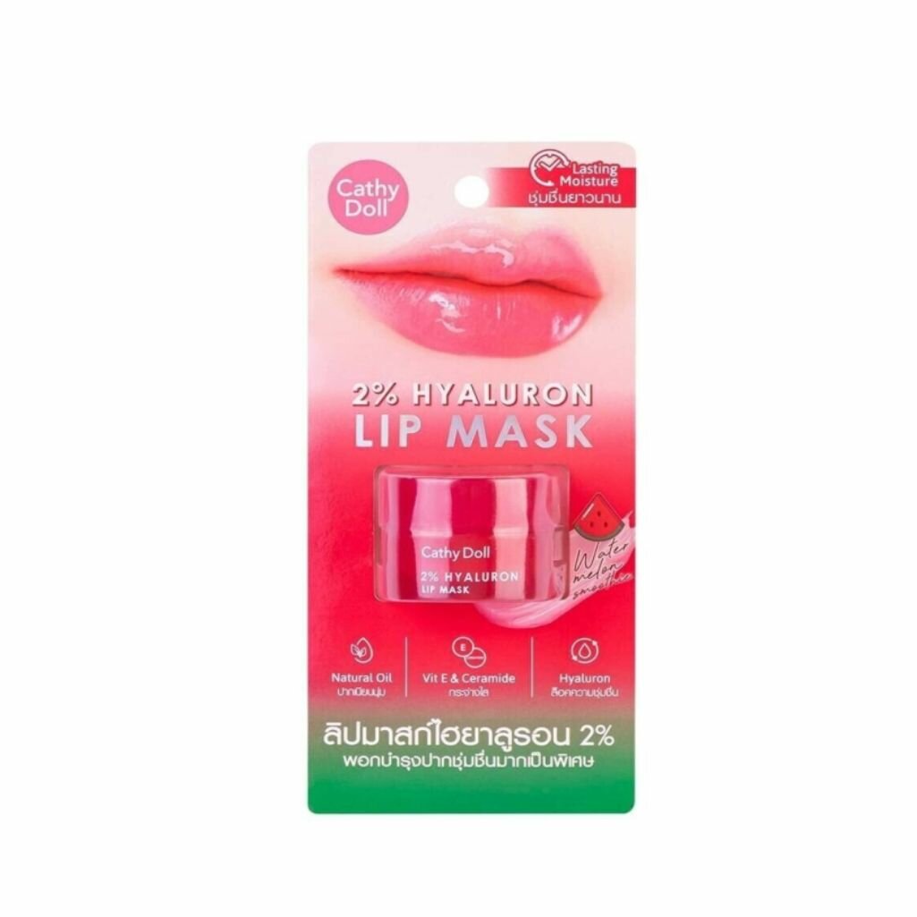 Cathy Doll Маска для губ с гиалуроновой кислотой 2% для увлажнения и мягкости, арбузный смузи, 4.5 г