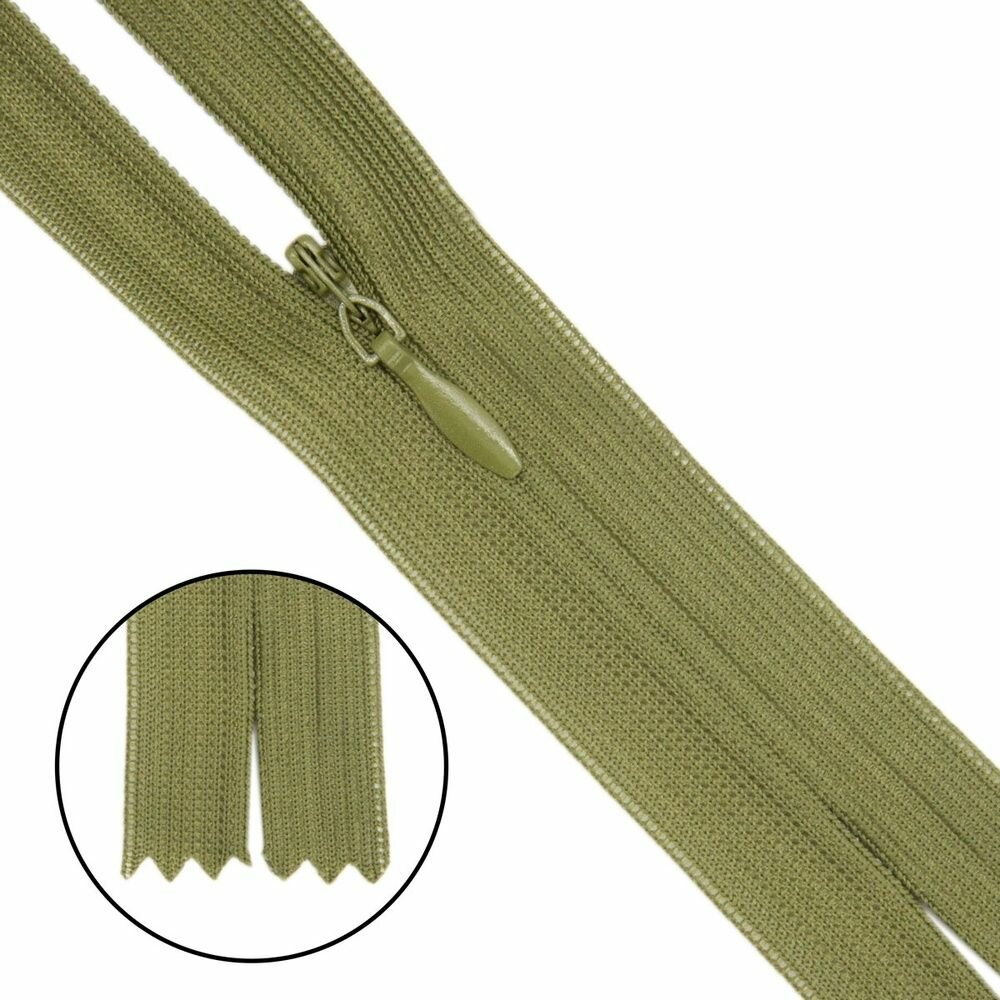 Молния айрис потайная неразъемная т3 20 см нейлон F264 болотный, 10 шт