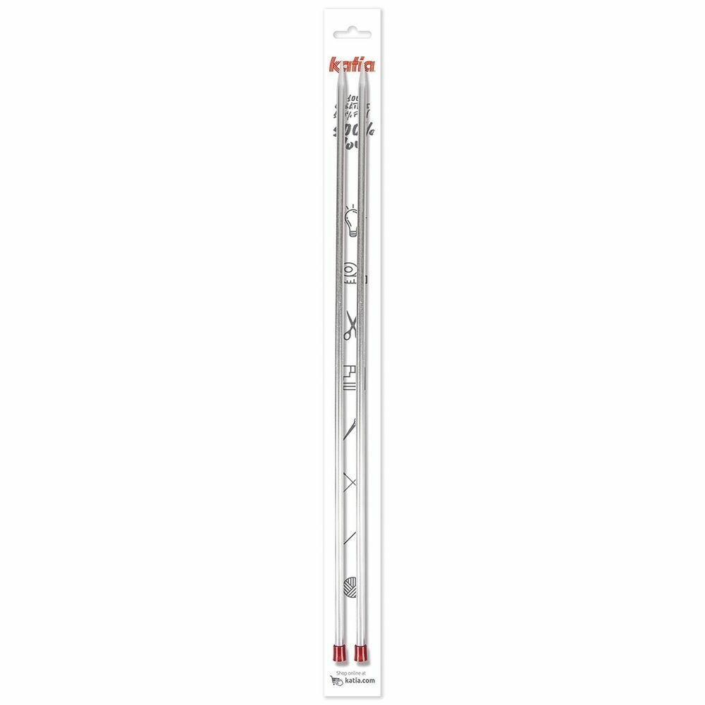 Спицы KnitPro Прямые, алюминиевые, 40 см, 10 мм, серебристые, 2 шт