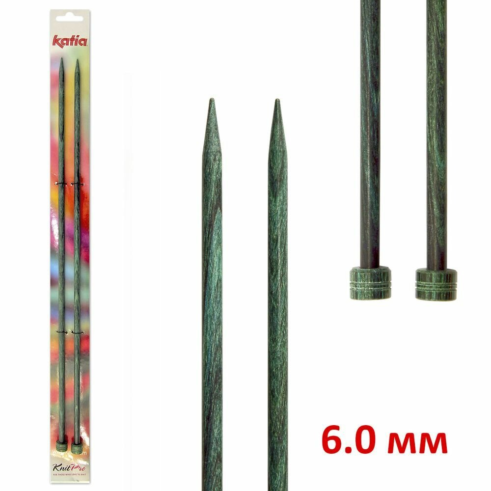 Спицы KnitPro Прямые, 40 см, 6 мм, зеленые, 2 шт