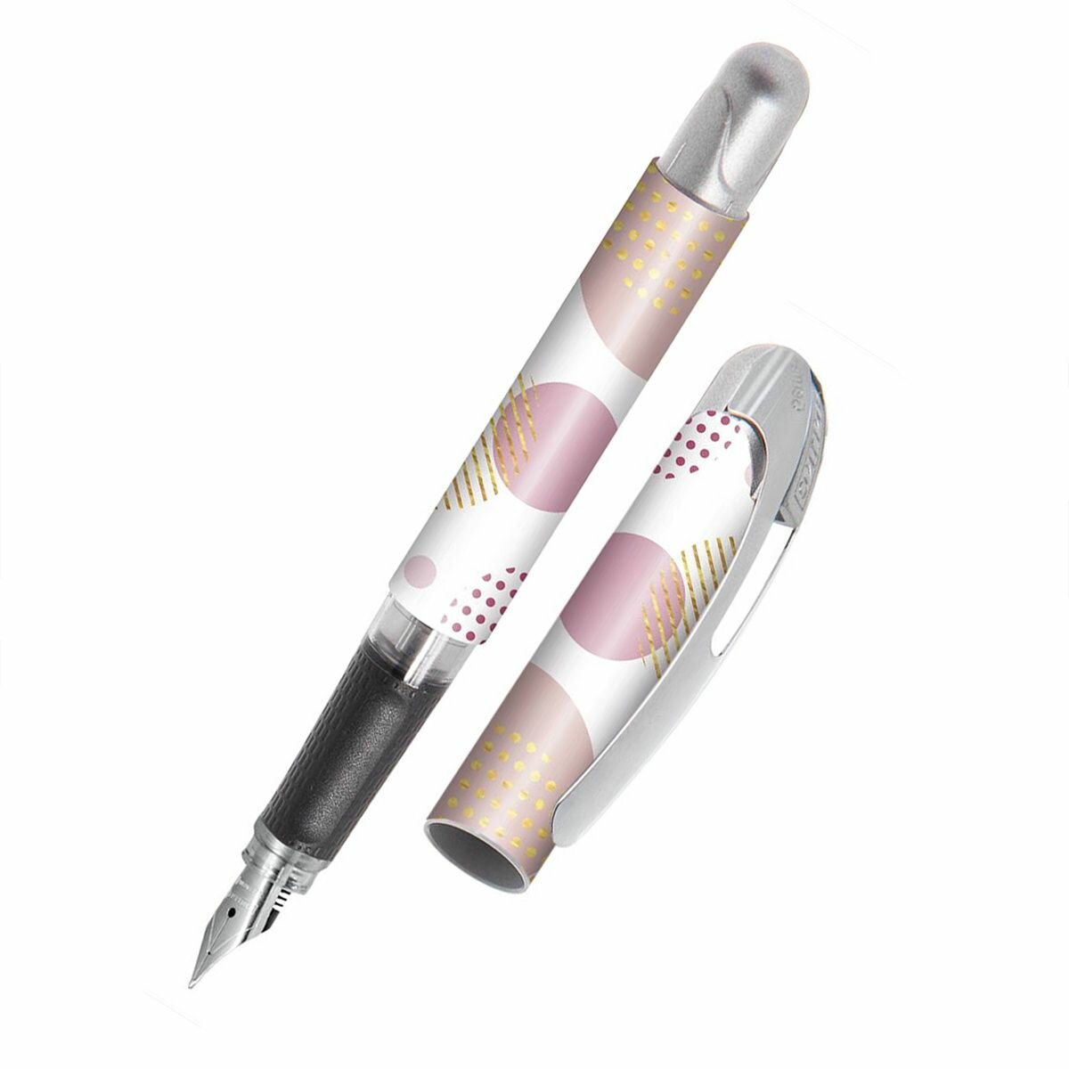 Перьевая ручка ONLINE "College", для левшей, с синим картриджем, размер пера M, 0,5 мм, принт Shiny Bubbles