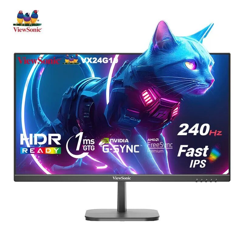 ViewSonic 23.8" Монитор VX24G10/240Hz/1ms GTG/Fas IPS/HDR10/NVIDIA G-Sync/AMD FreeSync, черный