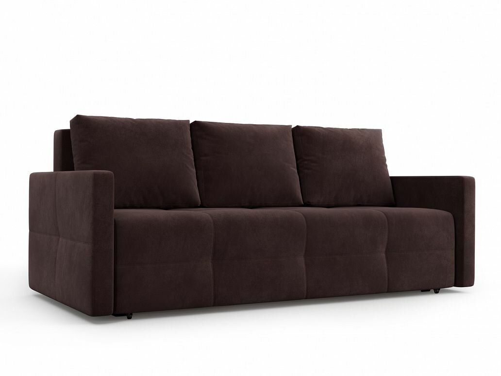 Meblevka Диван раскладной прямой Марсель 2 / Диван-кровать еврокнижка Марсель 2, 216х85х102, велюр темно-коричневый
