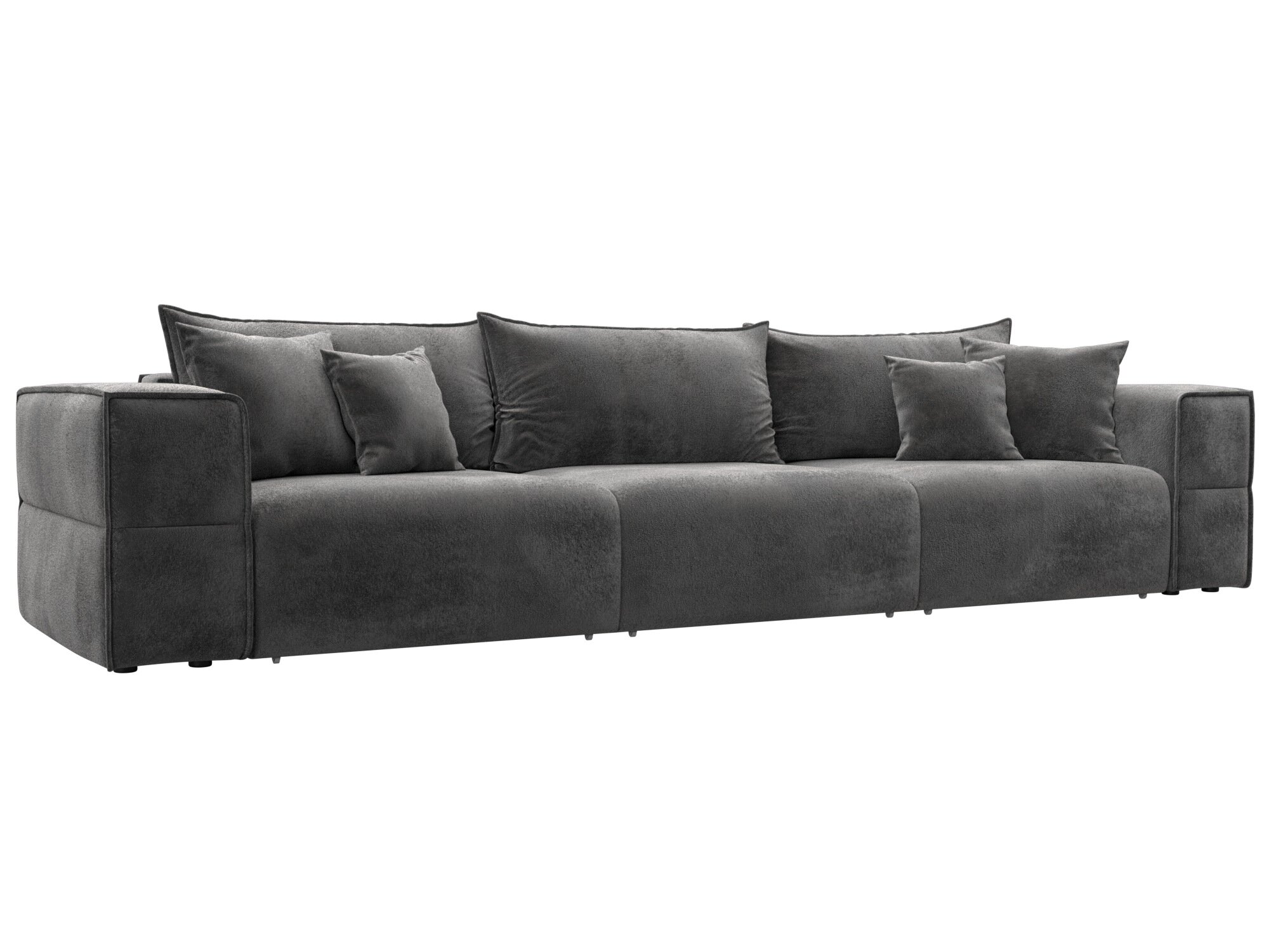 Диван прямой Лига-058 НПБ Лонг, 6-местный, размер: 372х114х80см, спальное место: 163х302см, велюр, TOWER 10 серый