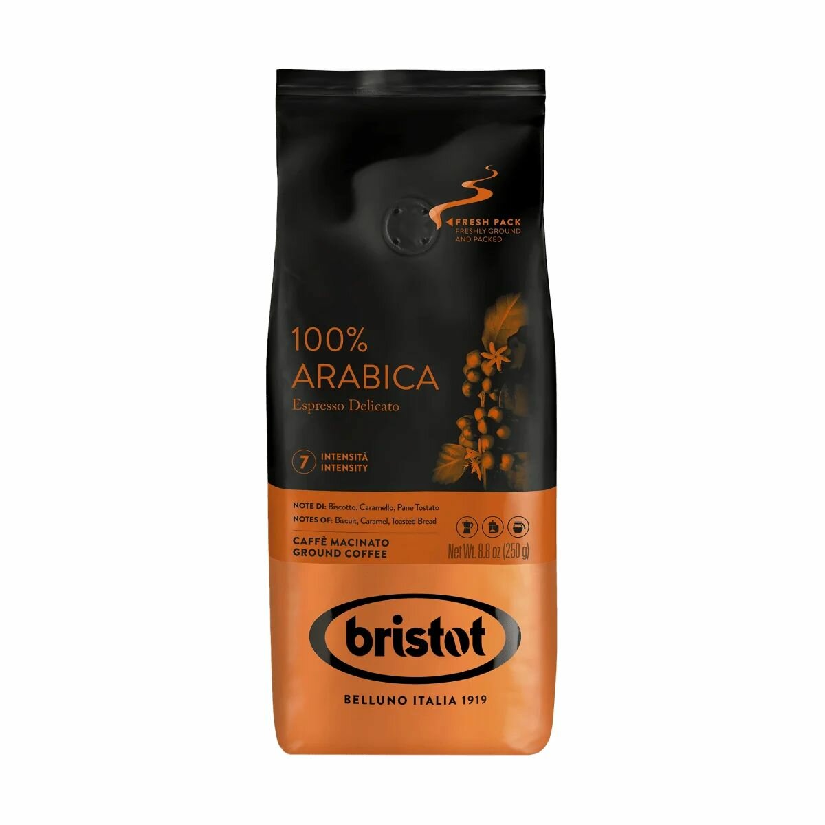 Кофе молотый Bristot 100% Arabica Espresso Delicato 250 гр