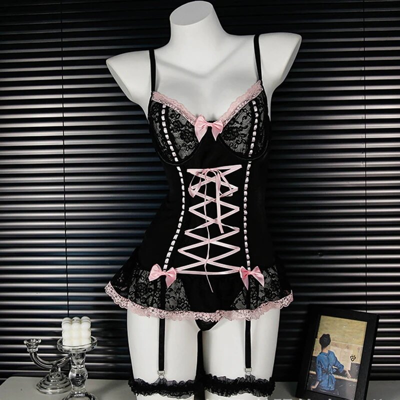 AniLV аниме горничная униформа из полиэстера для женщин черный