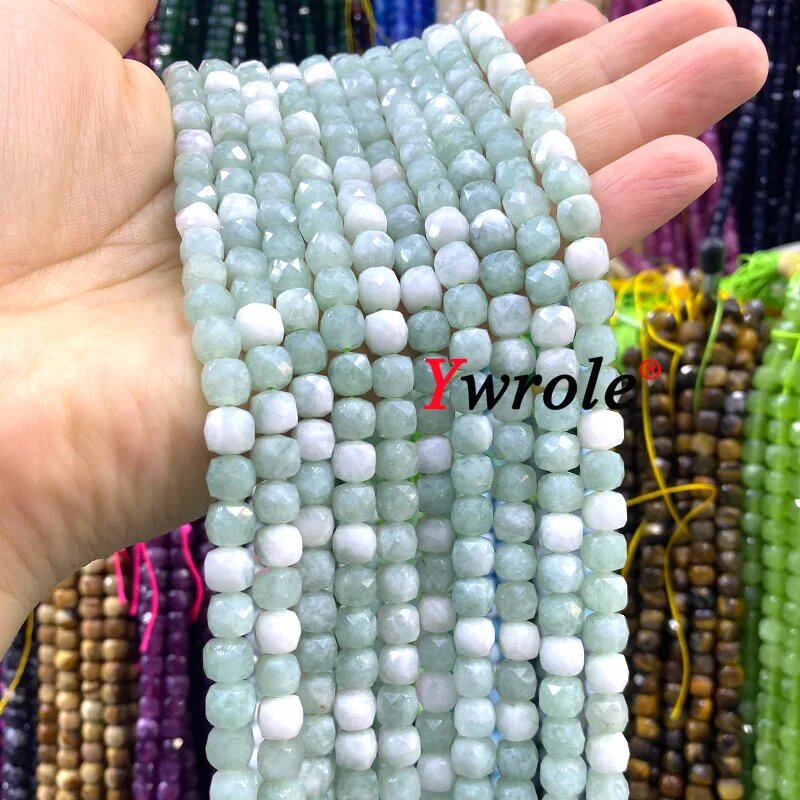 Лавандовые халцедоновые бусины YWROLE 7-8 мм 7-8mm 44-46pcs, light green