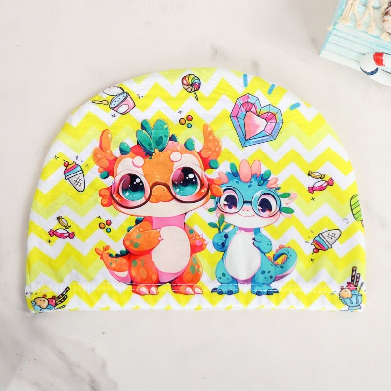 Шапочка для плавания Happy Kid дракончики детская тканевая маленькая для бассейна текстильная для девочки