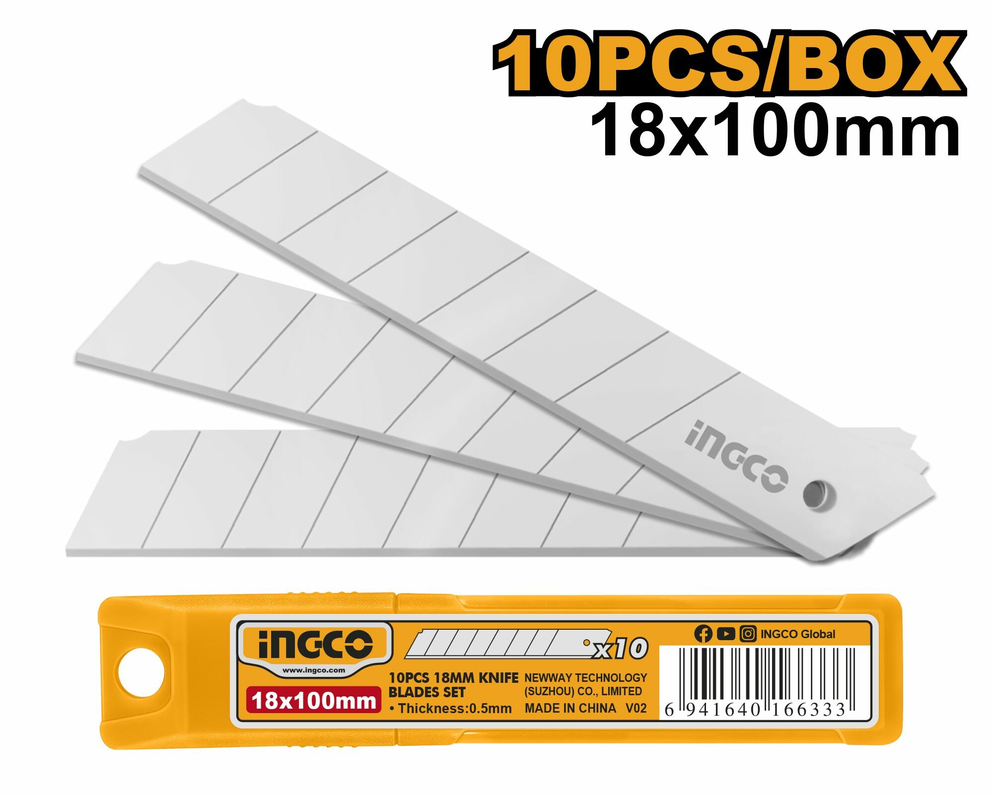 Лезвия сегментные 18 мм 10 шт. INGCO HKNSB112