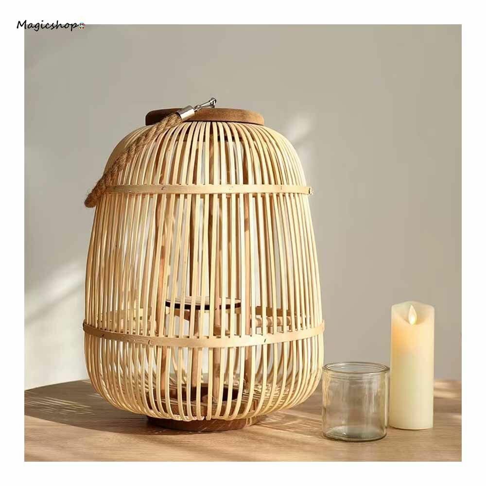 Винтажная напольная бамбуковая плетеная лампа декоративное украшение,38
