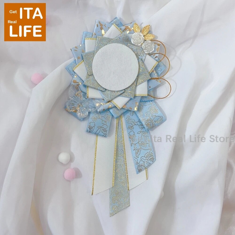 Булавка для сумки с цветком, Light Blue, 58 мм