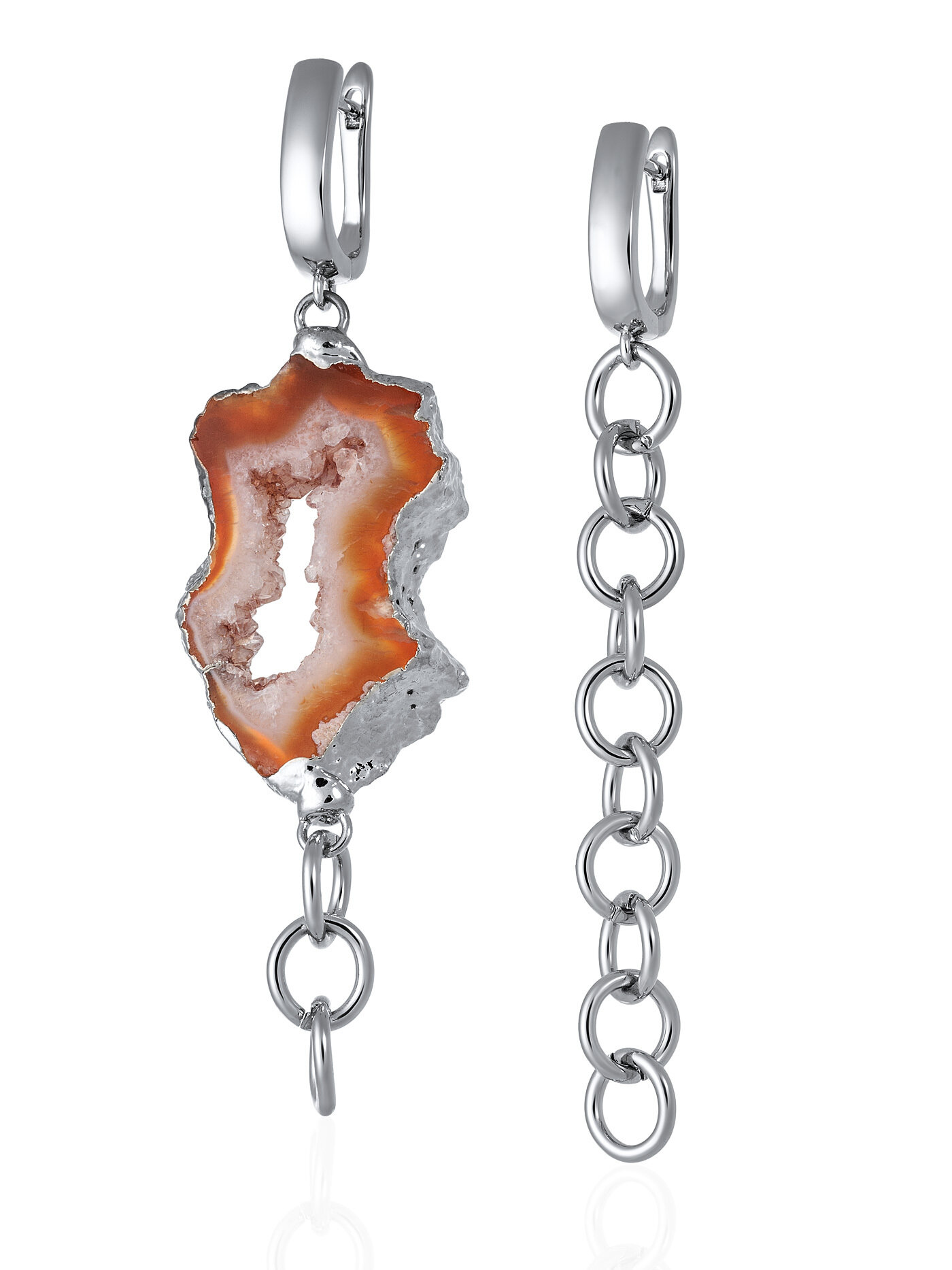 Серьги непарные, агат