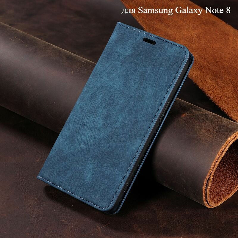 Кожаный чехол-книжка для Samsung Galaxy Note 8 / Самсунг галакси Ноте 8, магнитный, с отделениями для карт и кошельком