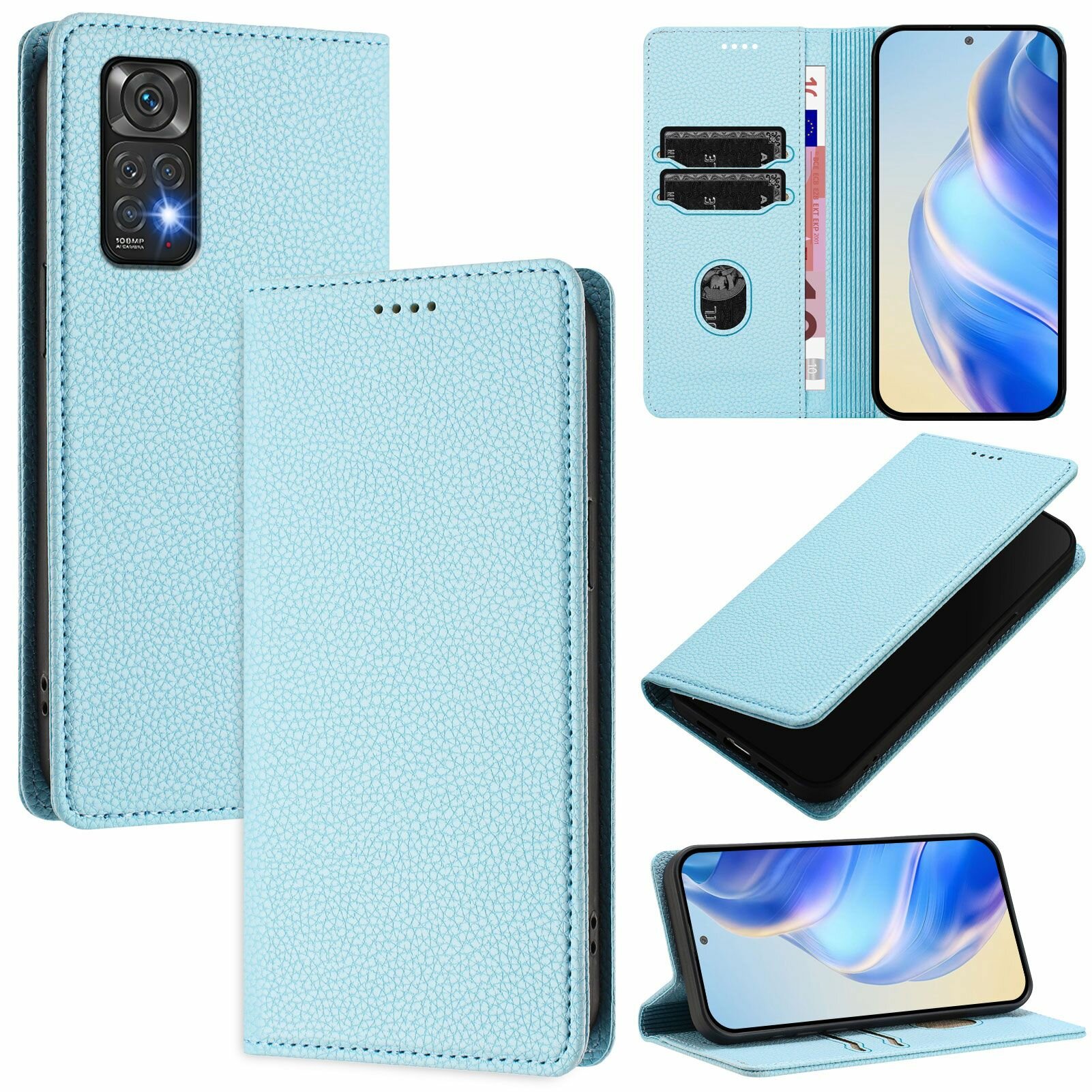 Кожаный книжка чехол для Xiaomi Redmi Note 11 4G / Note 11S 4G/ Note 12S 4G( Сяоми Редми Ноут 11 4г Сяоми Редми Ноут 11S 4г 12S 4г ) с визитницей и RFID-блокировкой