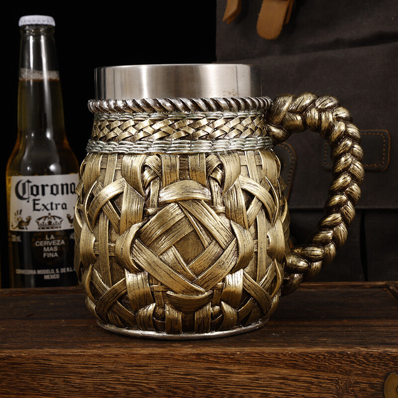 Вход в новый продукт, Creative Staine Steel Retro Bamboo Barrel Cup, пивной чашка из нержавеющей стали с большими возможностями.